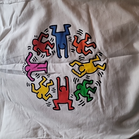 keith haring | Shirts | Keith Haring White Art Logo Sleeve Hoodie ...